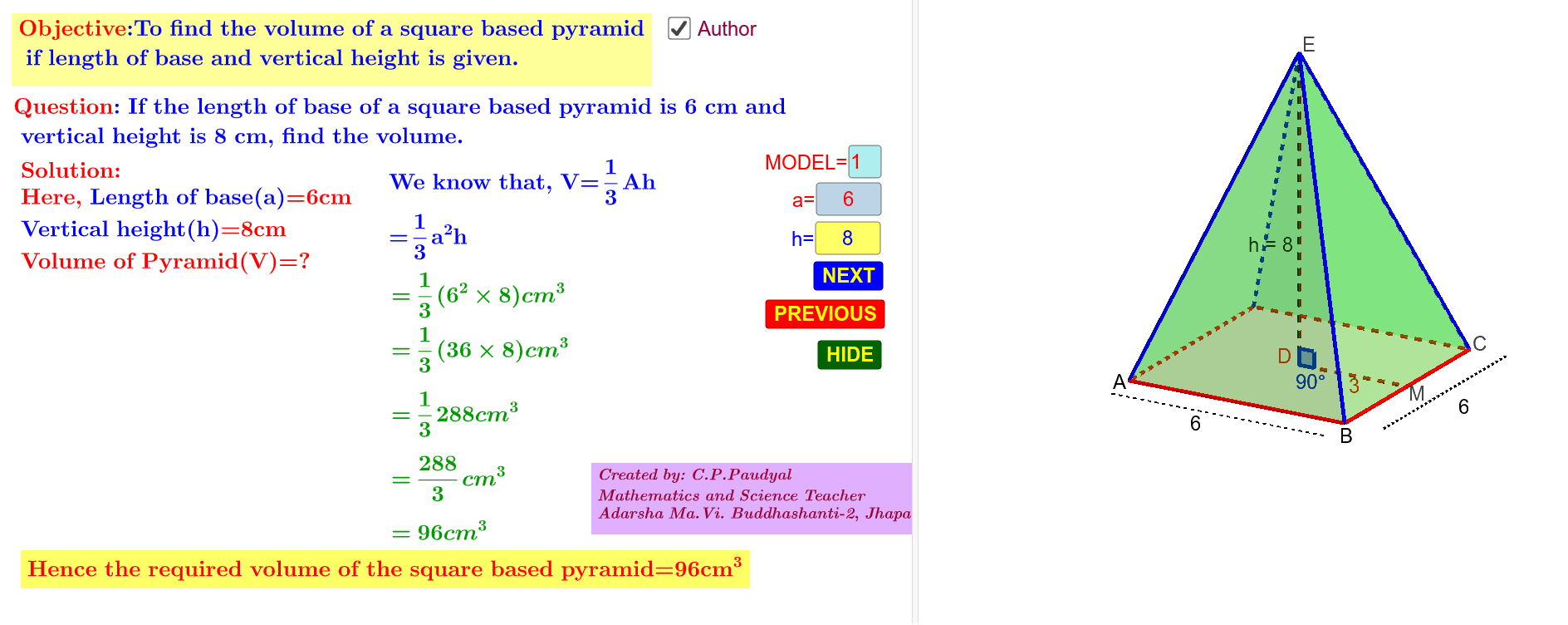 to-find-the-volume-lsa-and-tsa-of-a-squared-based-pyramid-geogebra