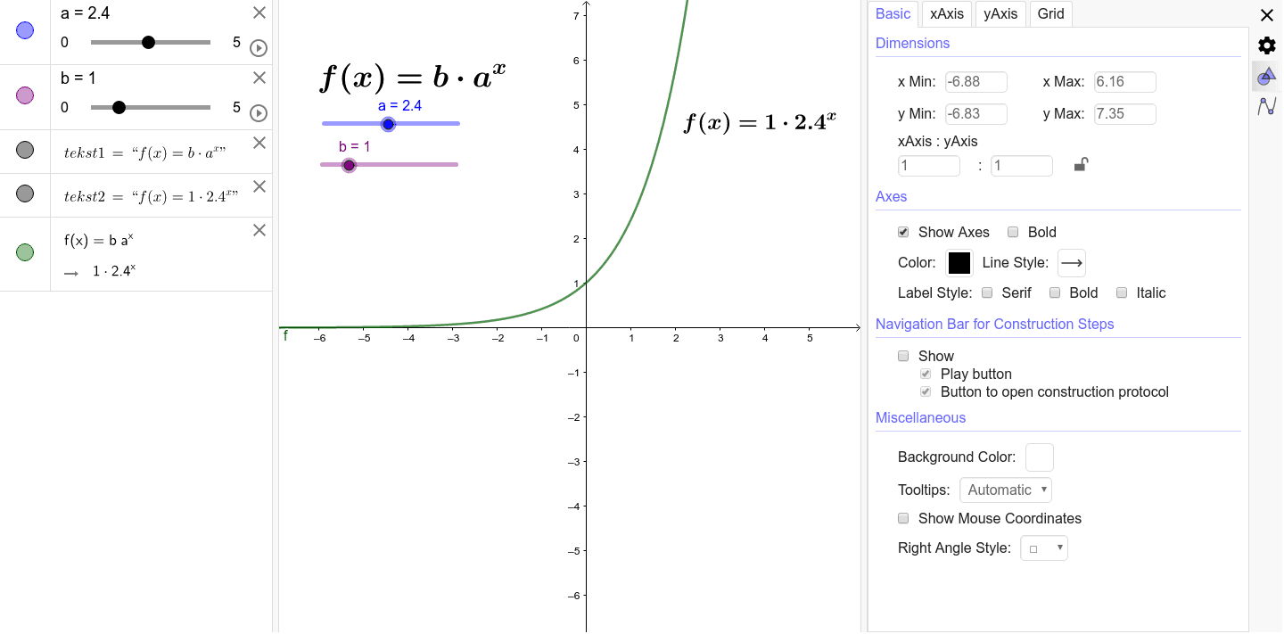 parameters exponentiële functie – GeoGebra