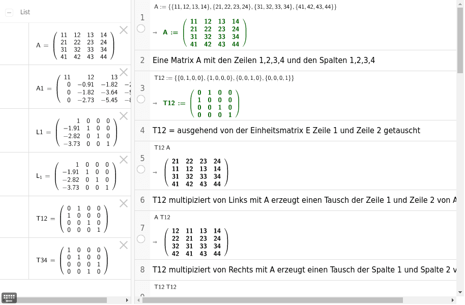 Grundlagen Matrix Gleichungssysteme – GeoGebra
