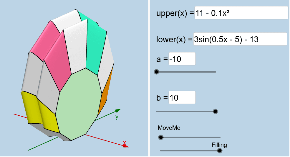 Modifiable Solid: Regular Decagon Cross Sections Parallel to yAxis – GeoGebra
