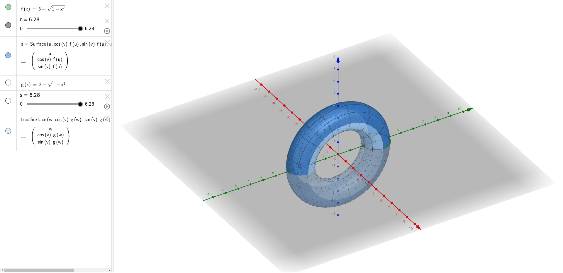 Rotationskörper Torus – GeoGebra