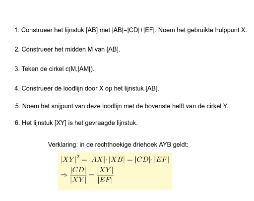 Lijnstuk dat middelevenredig is tussen twee gegeven lijnstukken. – GeoGebra
