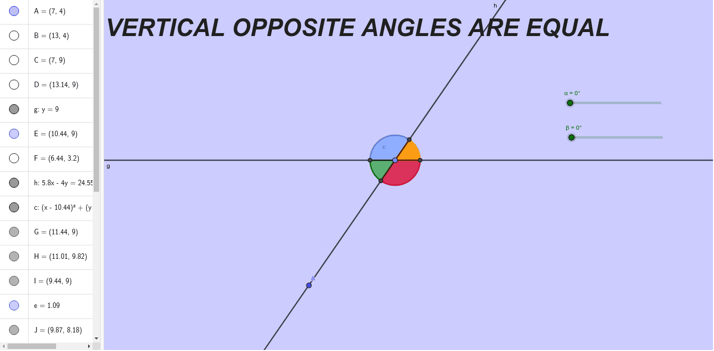 VERTICAL OPP. ANGLES – GeoGebra