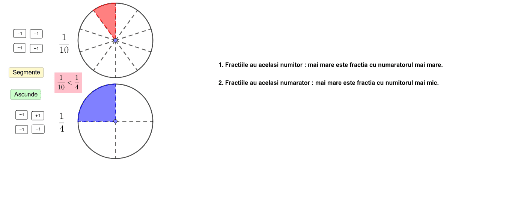 Compararea fractiilor cu acelasi numarator sau numitor – GeoGebra