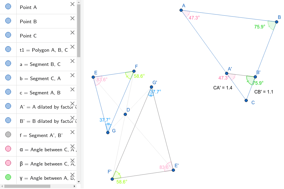 Triangles semblables – GeoGebra