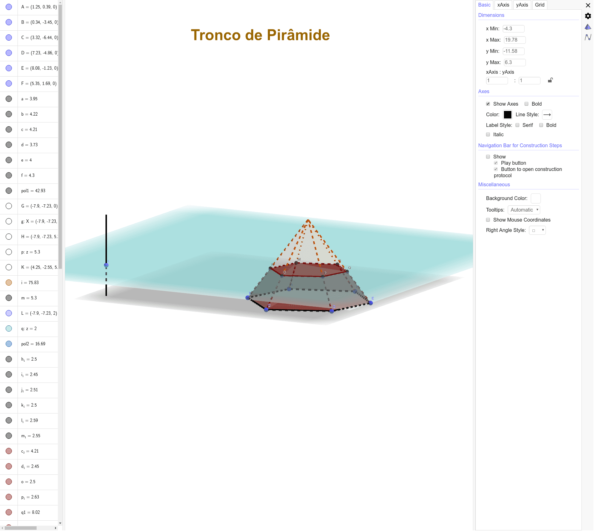 Tronco de Pirâmide – GeoGebra