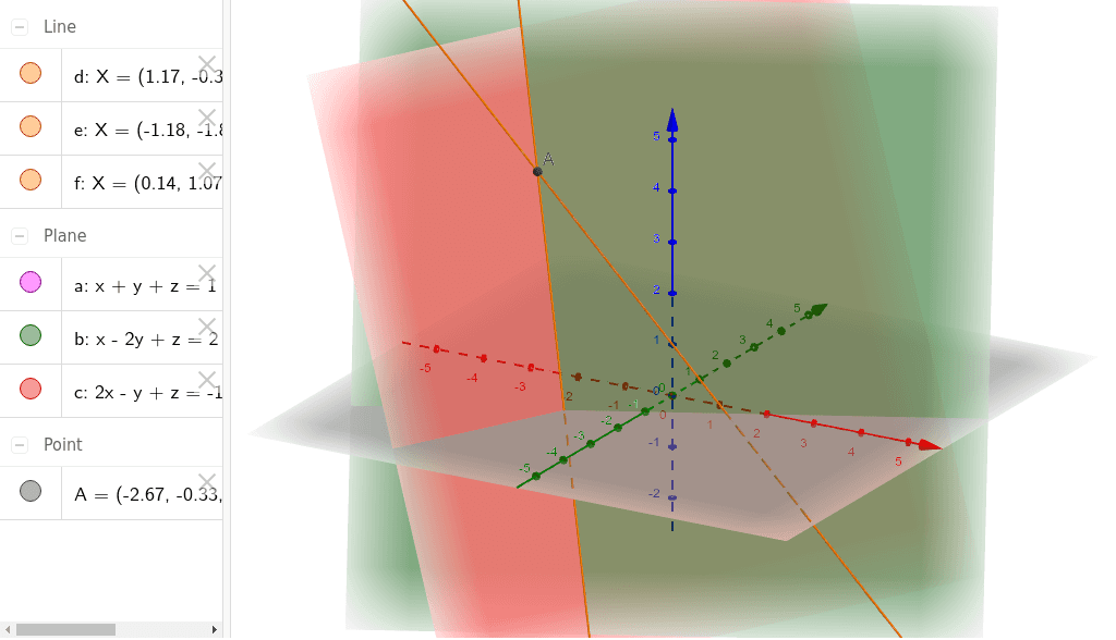 Intersection of 3 planes – GeoGebra