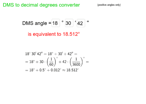 dms → decimal angle converter – GeoGebra