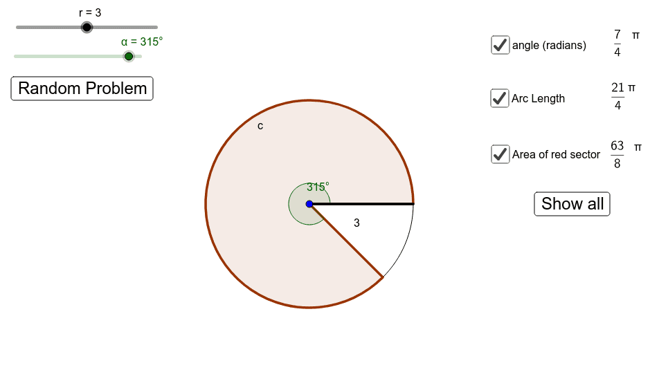 Arc Length and Area of Sector – GeoGebra