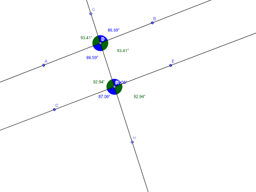 Non-Parallel Lines Cut by Transversal – GeoGebra