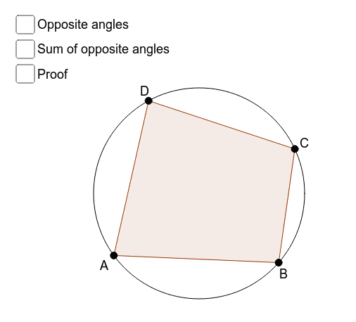 Opp. angles, cyclic quad. – GeoGebra
