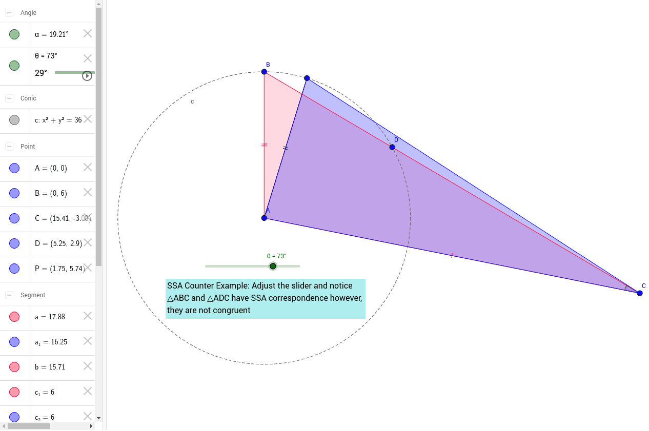 SSA Counterexample: Don't Be an A** – GeoGebra