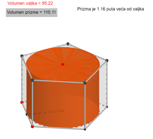 Valjak u pravilnoj peterostranoj prizmi – GeoGebra