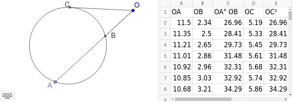 Lengths of segments in a circle – GeoGebra