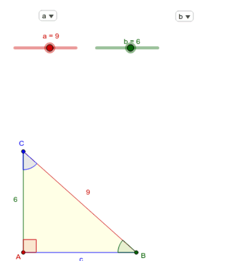 Resolució de triangles rectangles donats dos costats – GeoGebra