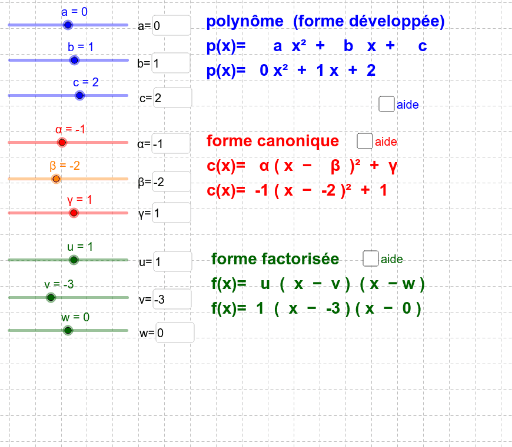 Définir polynôme degré 2 – GeoGebra
