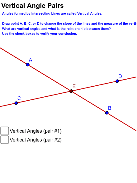 Vertical Angles Theorem Geogebra