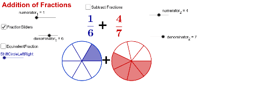 Addition and Subtraction of Proper Fractions with Same or Different Denominators – GeoGebra