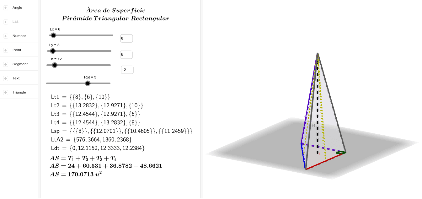 Área de Superficie - Pirámide Triangular Rectangular – GeoGebra