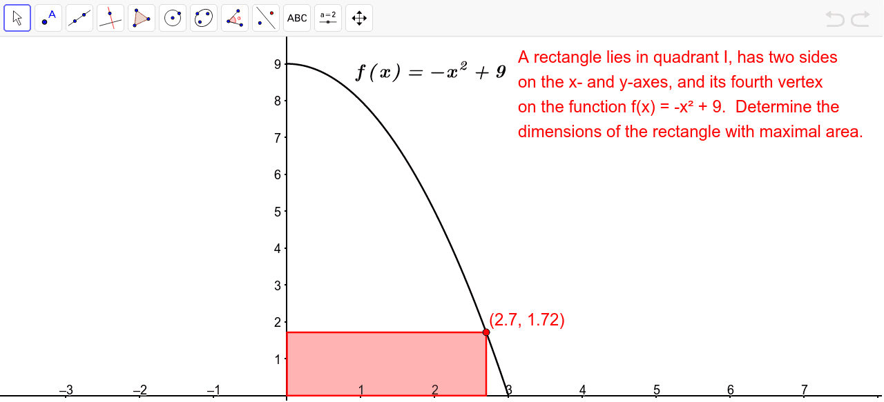 Optimization - Rectangle under Parabola 1 – GeoGebra