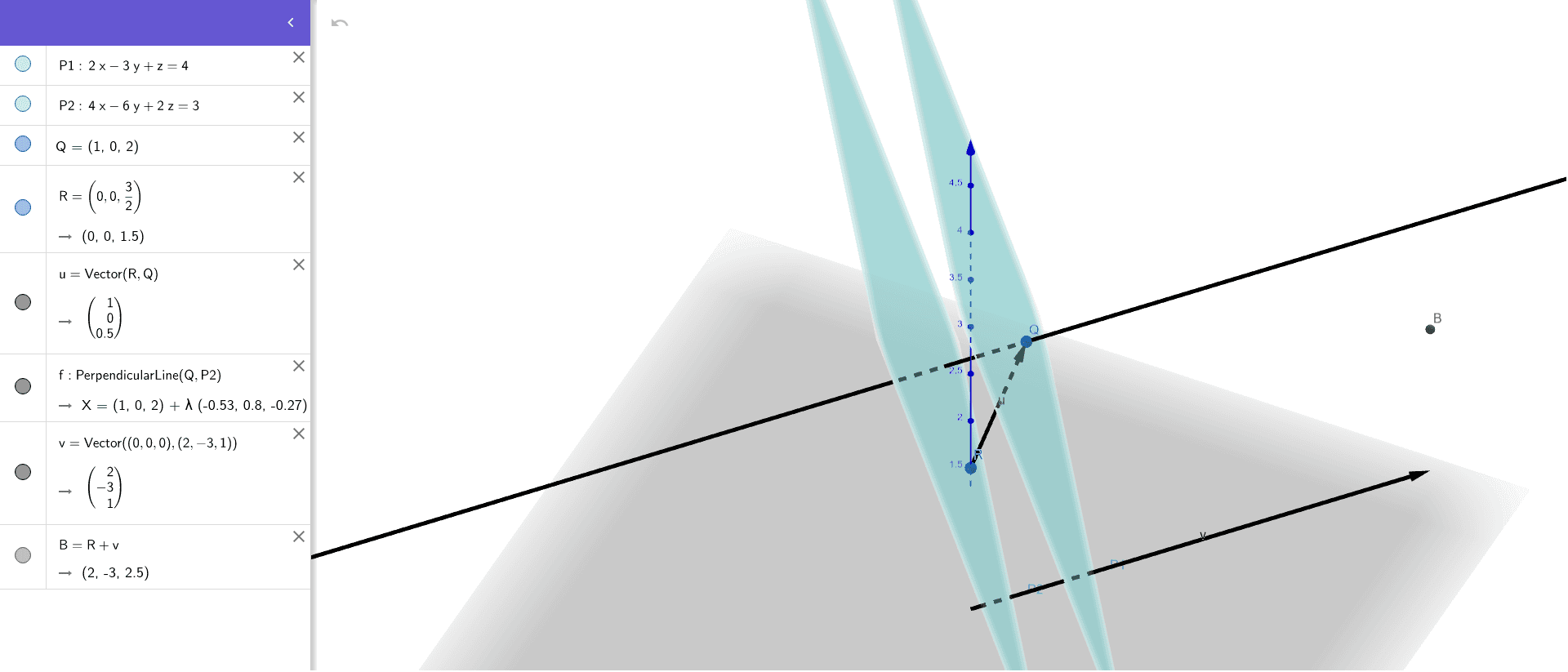 distance between planes – GeoGebra