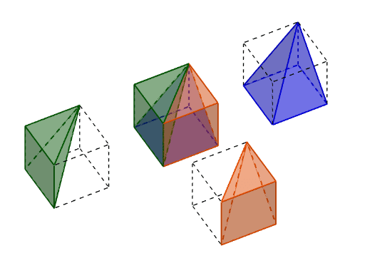 split a cube into 3 identical pyramids – GeoGebra