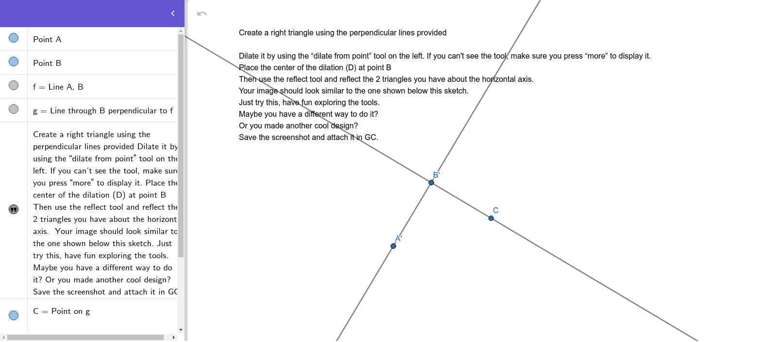 Dilation and Reflection Exploration – GeoGebra