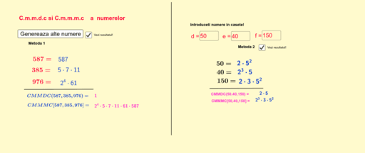 Cmmdc si cmmmc a numerelor – GeoGebra