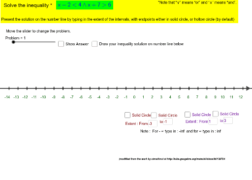 Solving Simultaneous Inequalities (solution on number line) – GeoGebra