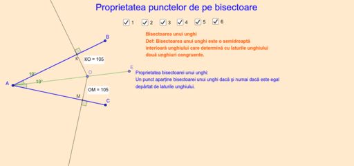 Proprietatea punctelor de pe bisectoare – GeoGebra