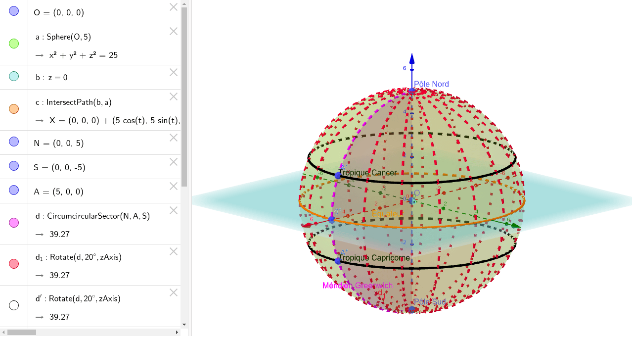 Sphère terrestre – GeoGebra