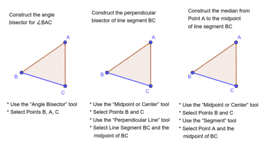 Angle Bisector, Perpendicular Bisector and Median – GeoGebra