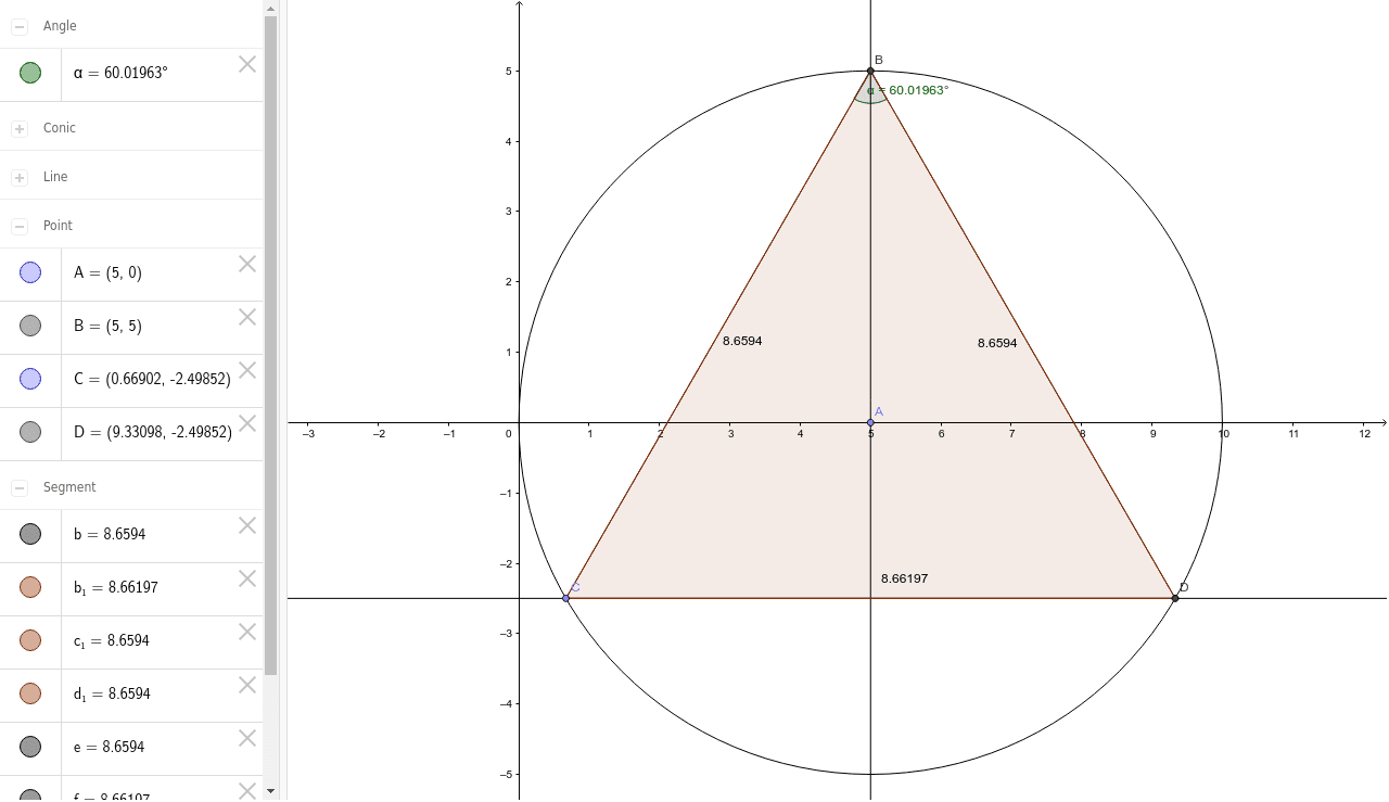 maximum area of inscribed triangle – GeoGebra