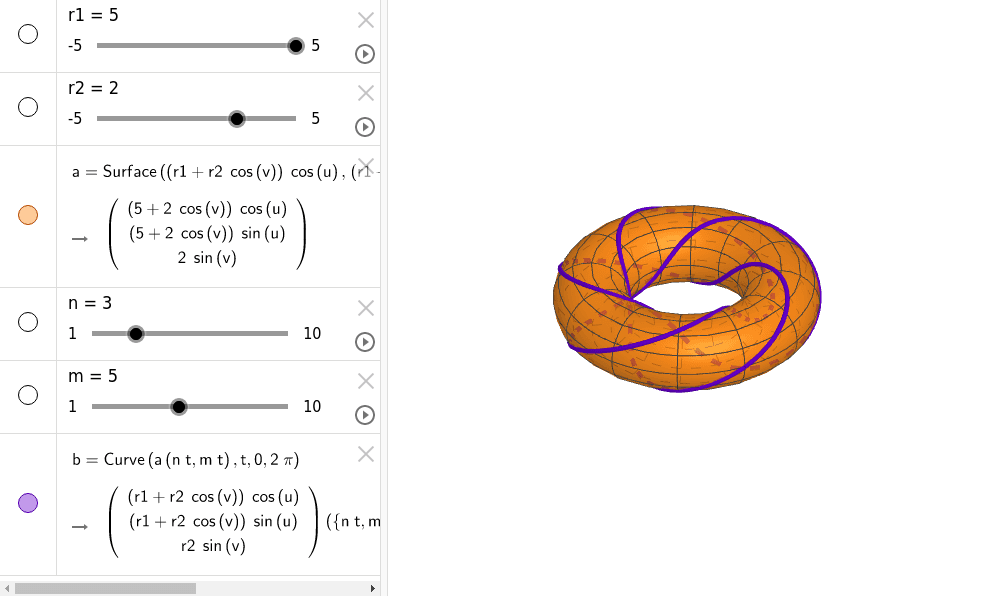 Torus and curve – GeoGebra