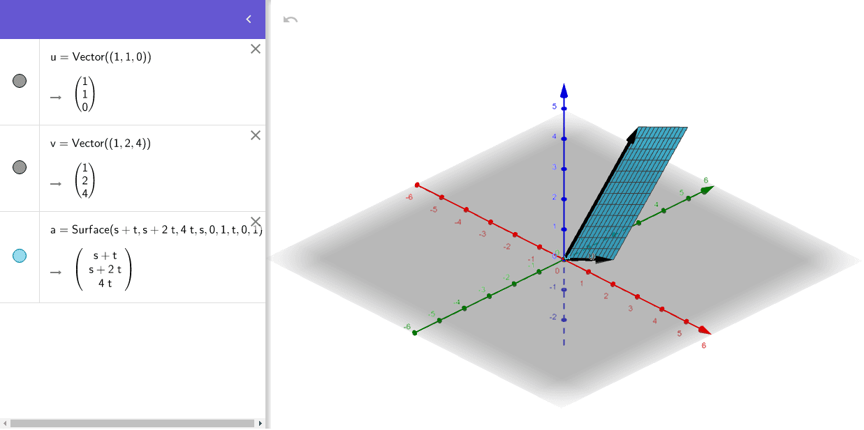 A 2-dimensional parallelepiped in the 3-dimensional space – GeoGebra