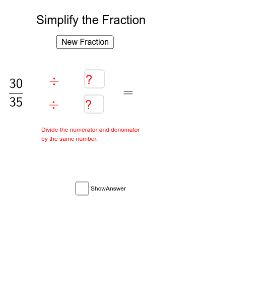 Simplify the Fraction – GeoGebra