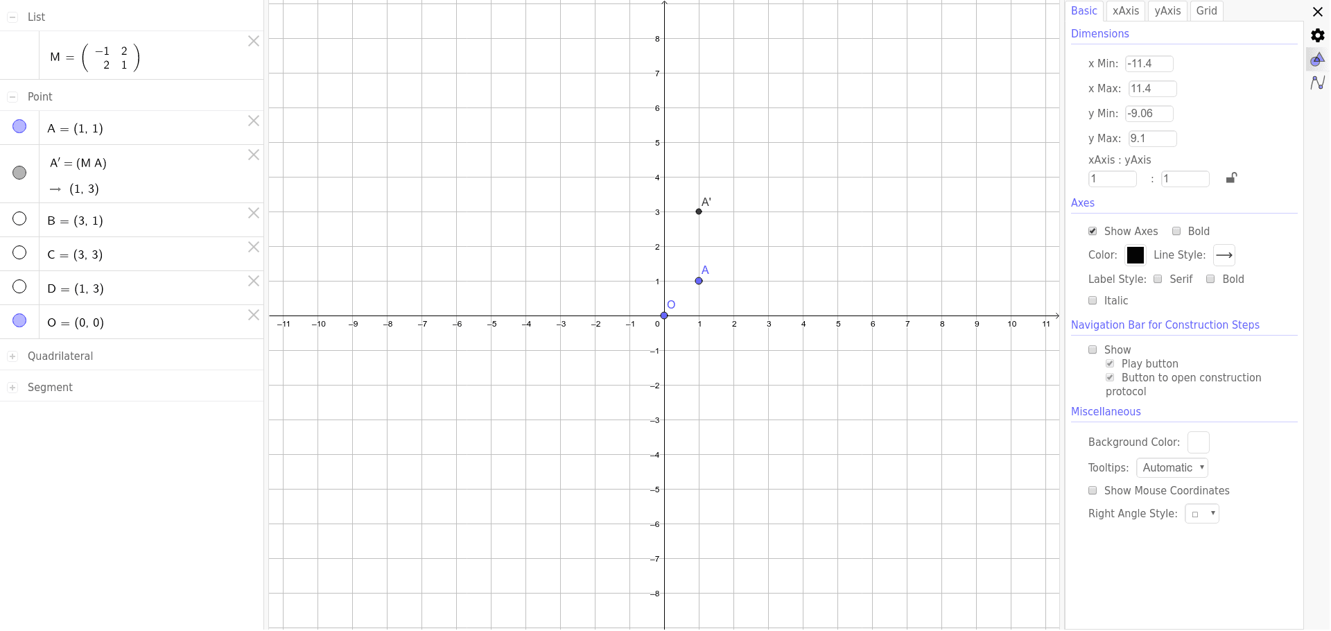 Text book example – GeoGebra