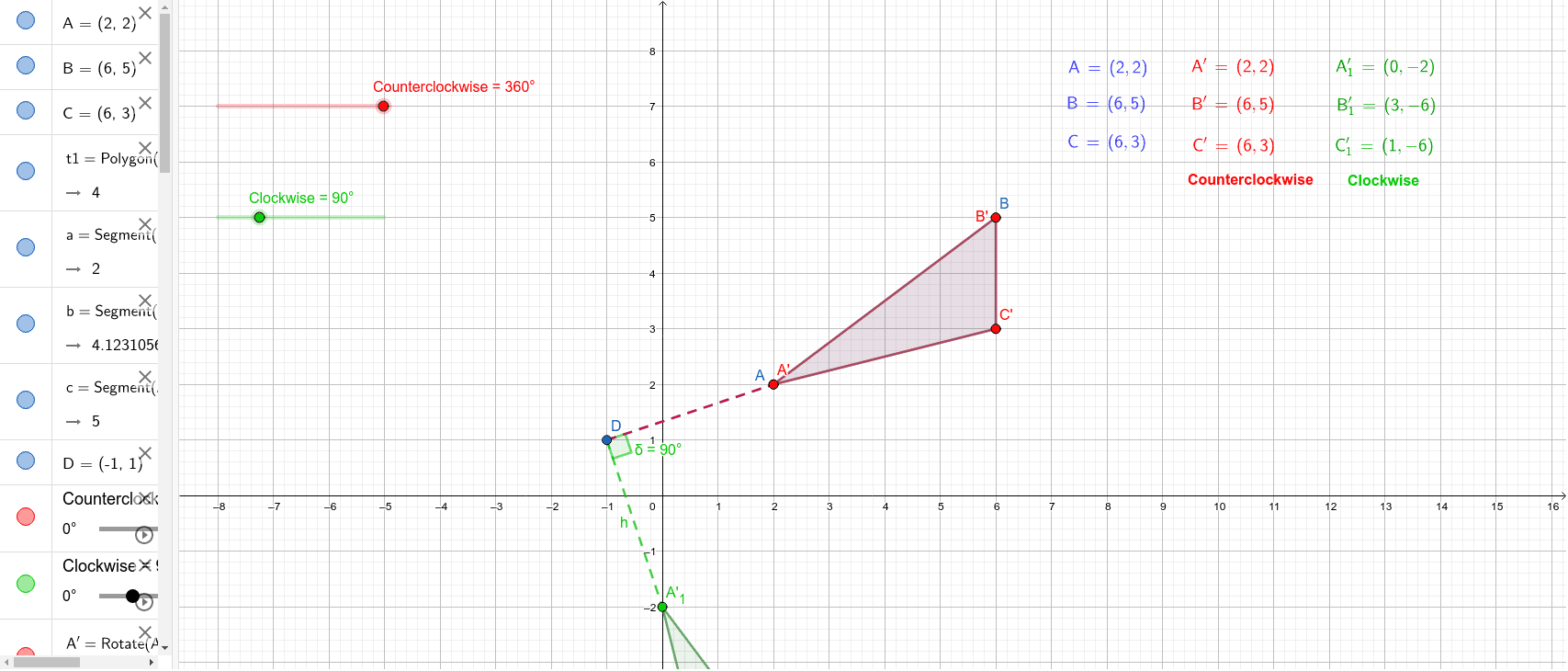 Rotations of Shapes around a point that is not origin – GeoGebra