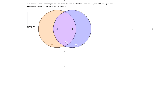 Equal Areas in Overlapping Circles – GeoGebra
