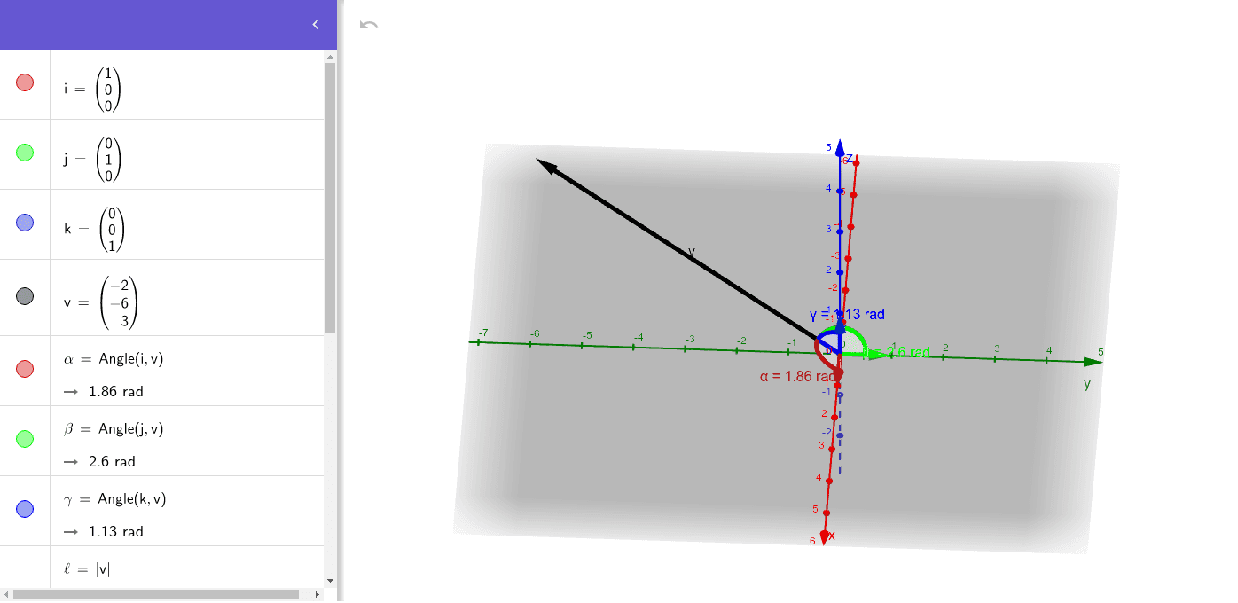 Direction Angles and Direction Cosines Public – GeoGebra