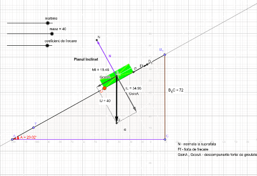 Planul inclinat – GeoGebra