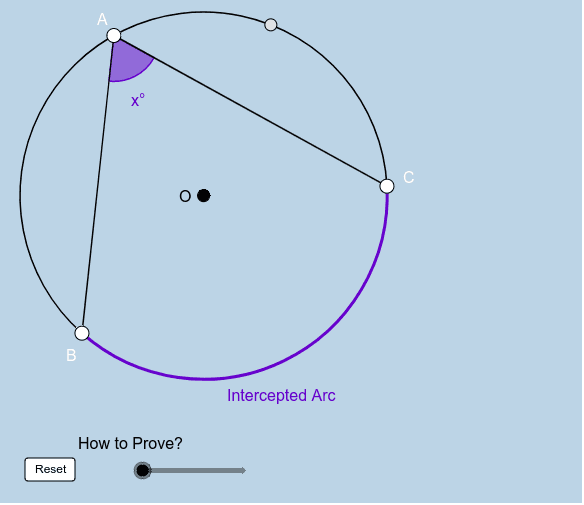 Proof Exercise: Inscribed Angle Theorem (Case 2) – GeoGebra