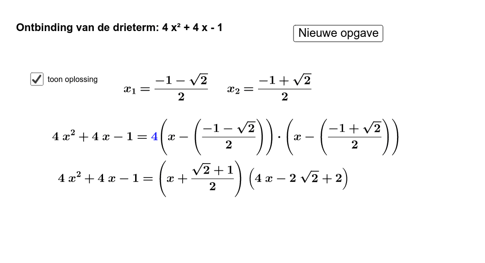 Ontbinding in factoren – GeoGebra