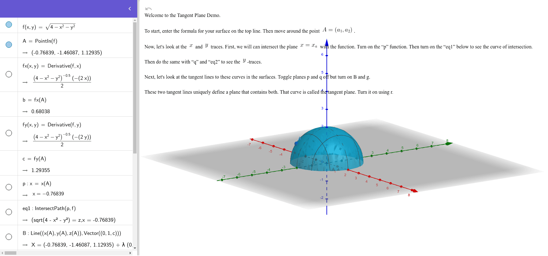 Tangent Plane – GeoGebra