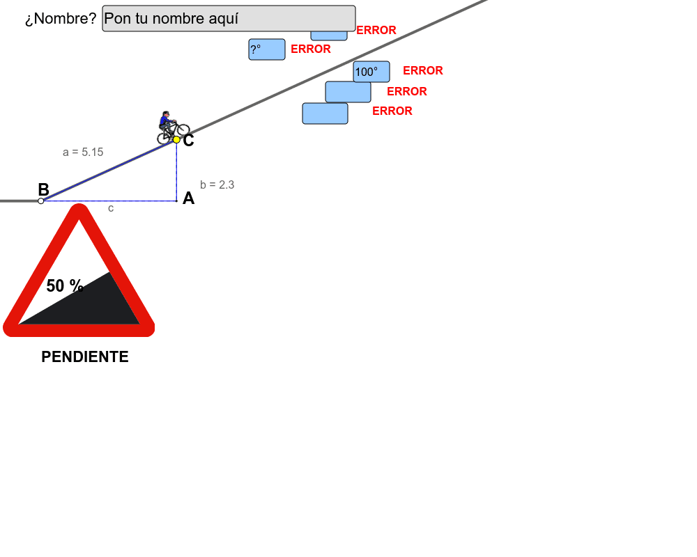 Pendiente de una rampa (1º bach) – GeoGebra