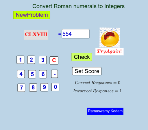 Convert Roman numerals to Integers – GeoGebra