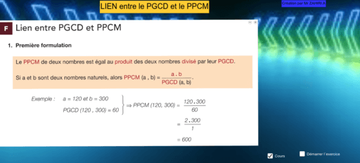 lien entre le PGCD et le PPCM – GeoGebra