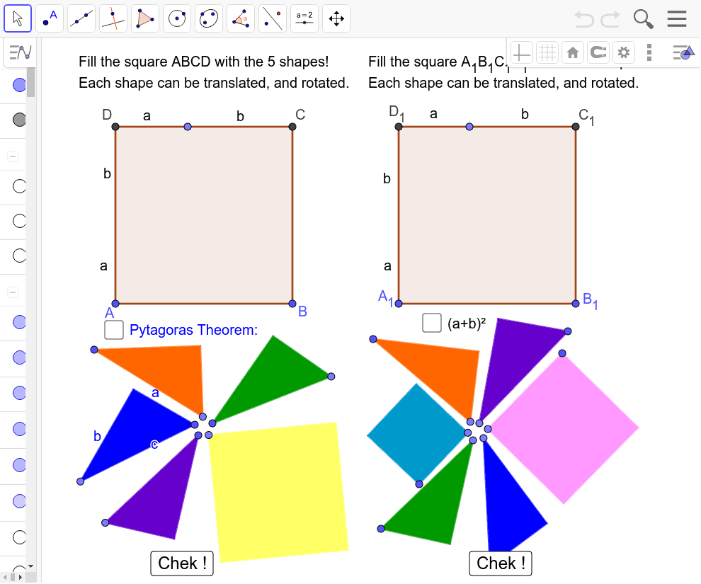 Puzzle Pythagoras Theorem – GeoGebra
