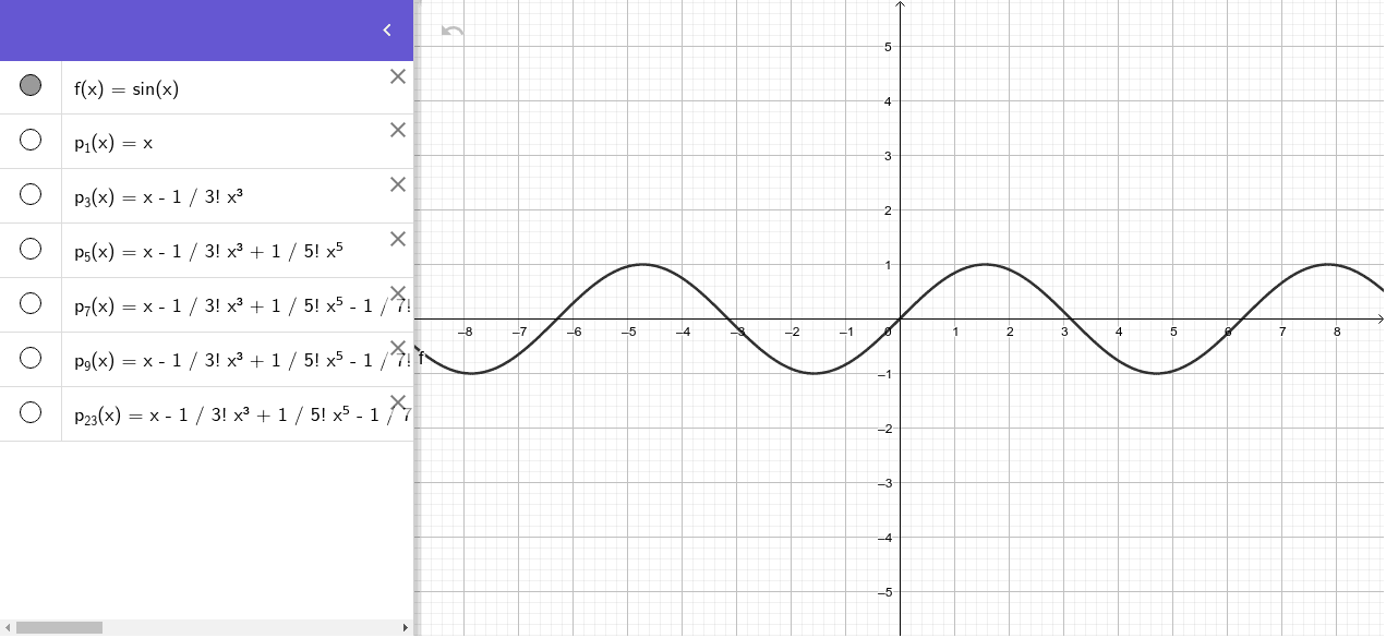 Taylorpolynom von sin(x) um x_0=0 – GeoGebra