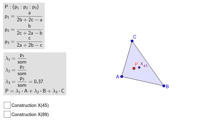 X(89) Isogonal conjugate of X(45) – GeoGebra